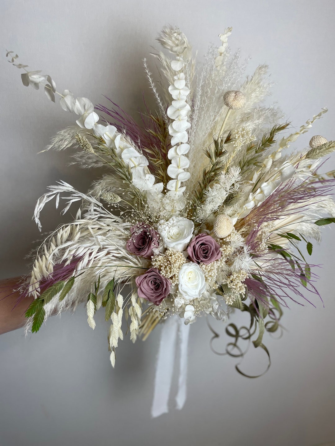 Dusty Pink Bouquets Sage Green Wedding Bouquets Cascade - Etsy