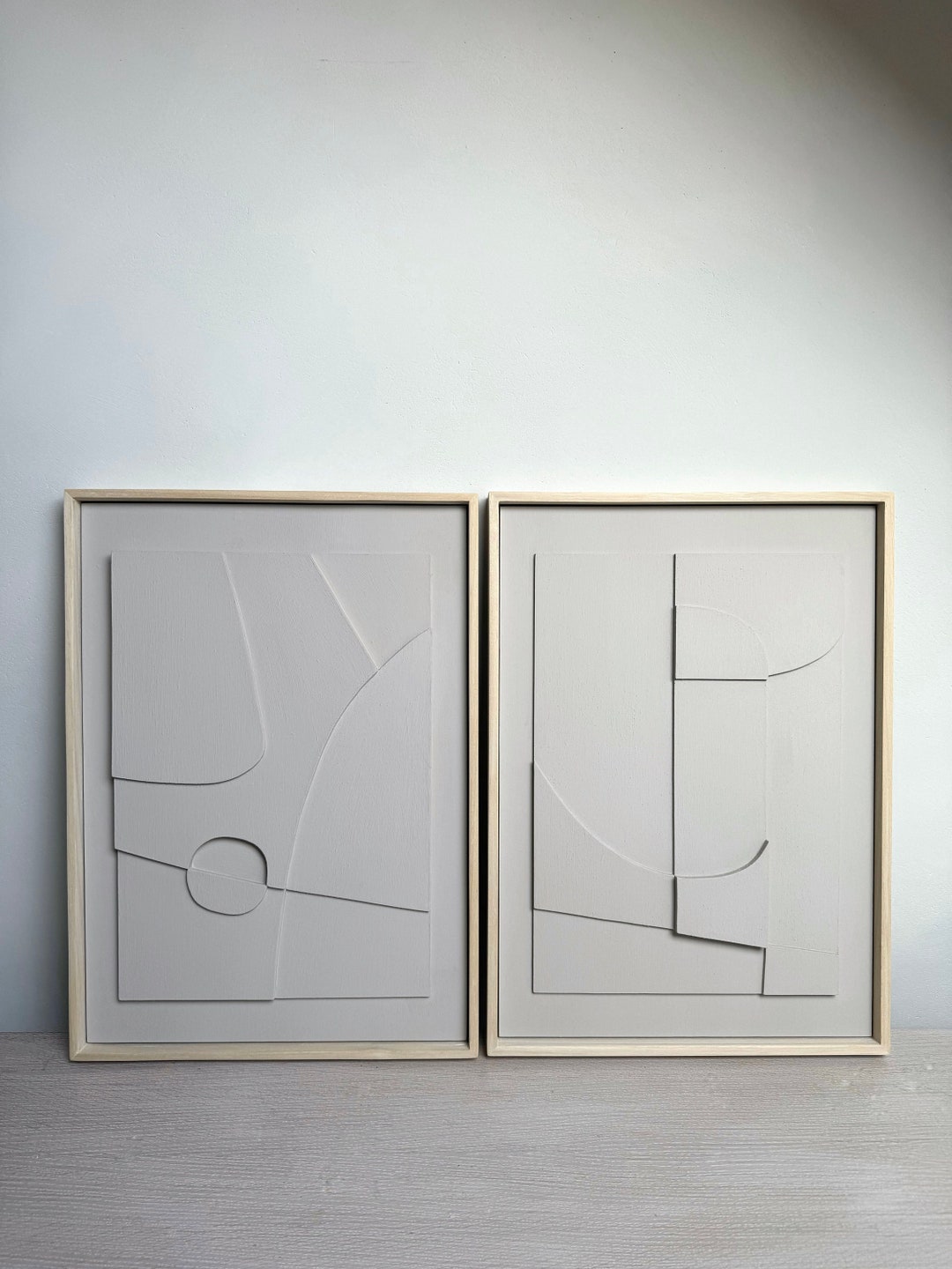 DUO 3D schilderij reliëf kunst voor aan de muur minimalistische kunst ...