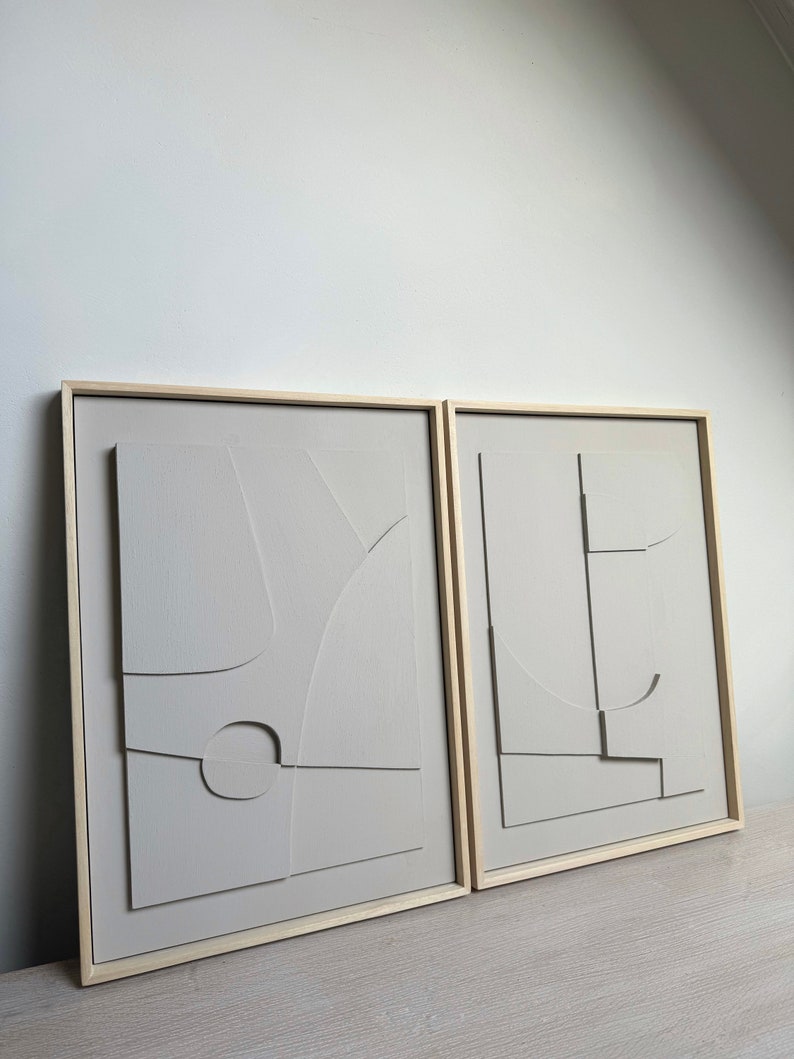 DUO 3D schilderij reliëf kunst voor aan de muur minimalistische kunst ...