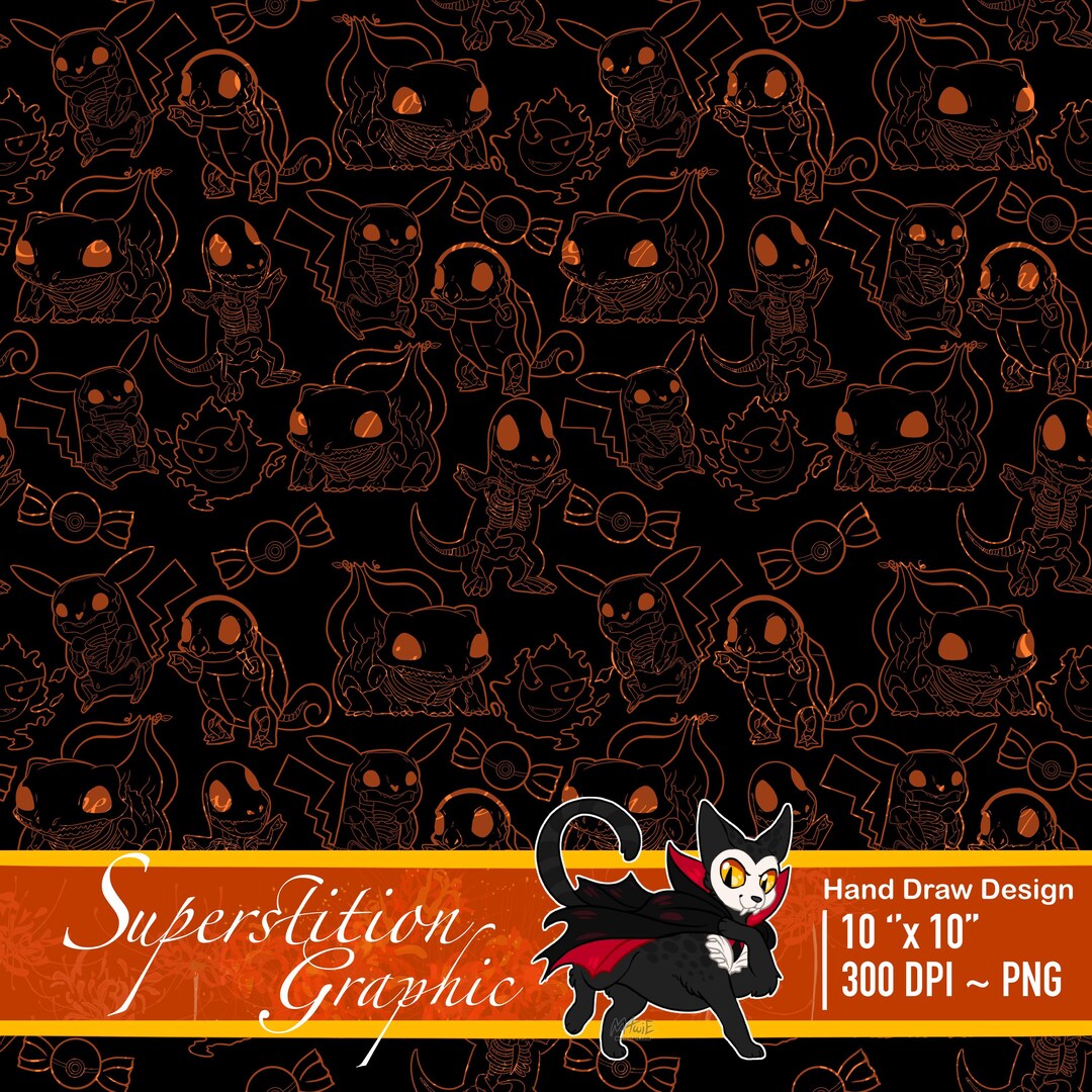 Skeleton Pokemon 2 || Seamless Digital Pattern Design - Etsy
