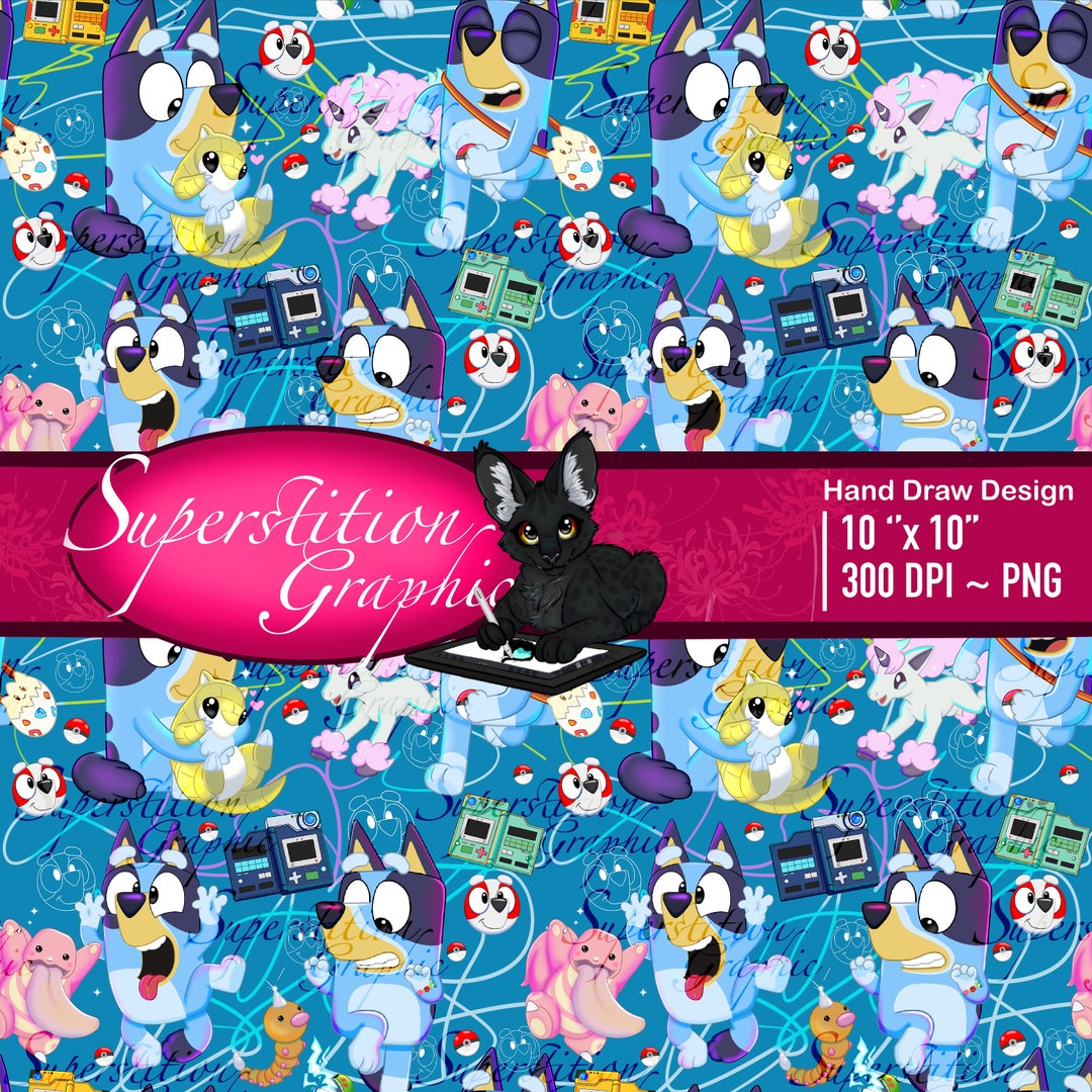 Poke-bluey Seamless Digital Pattern Design - Etsy