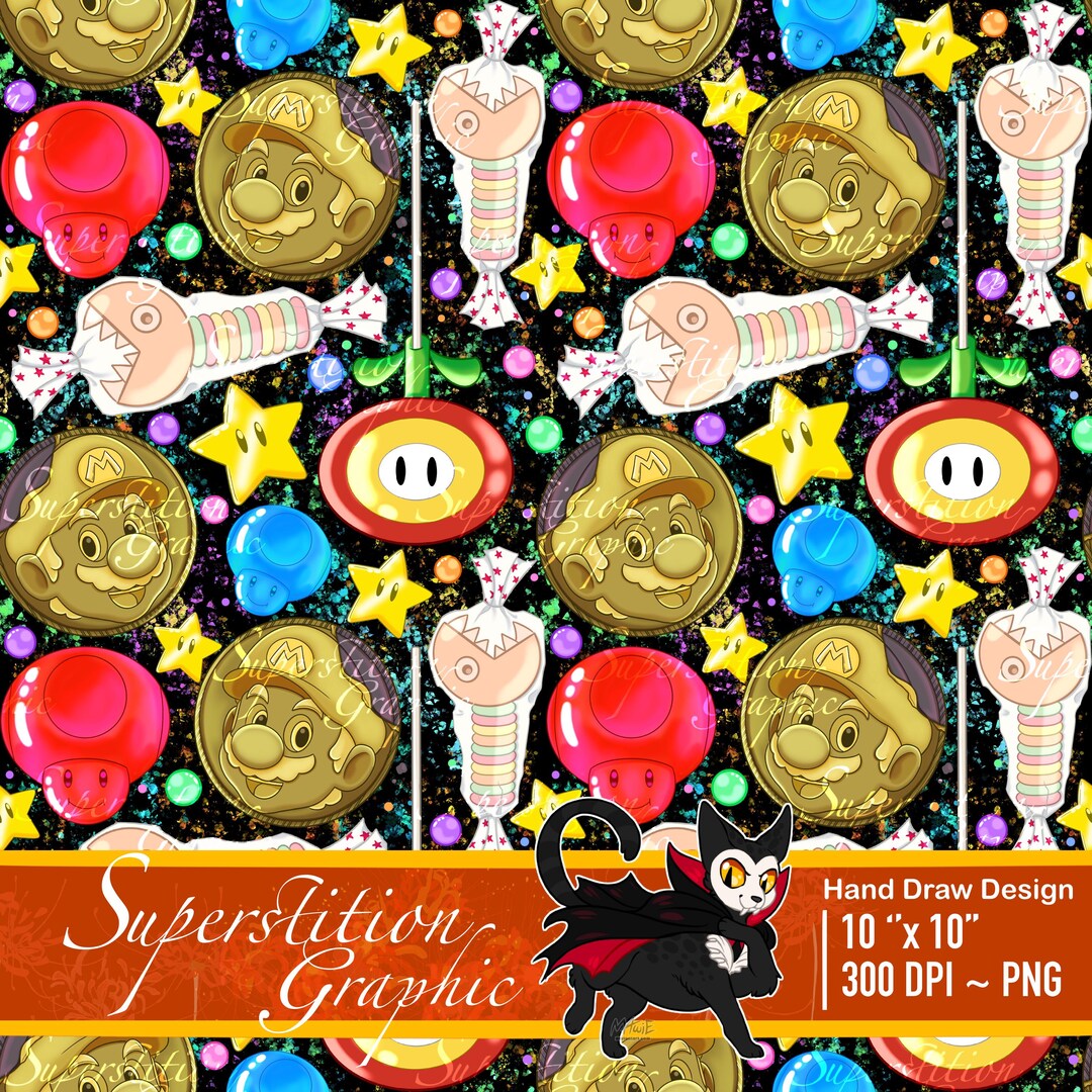 Mario Candy || Seamless Digital Pattern Design - Etsy