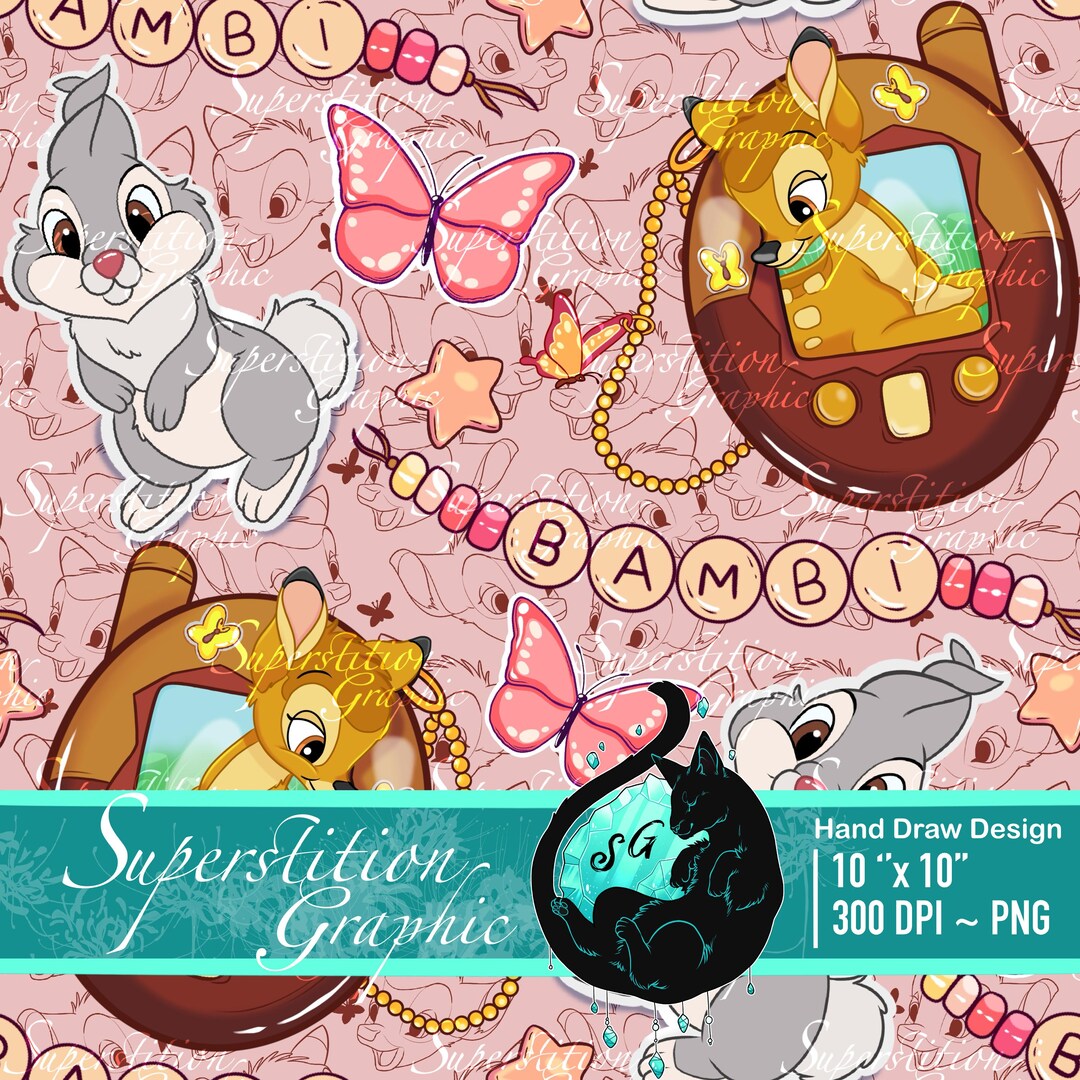 Tamagotchi Bambi Version || Seamless Digital Pattern Design - Etsy