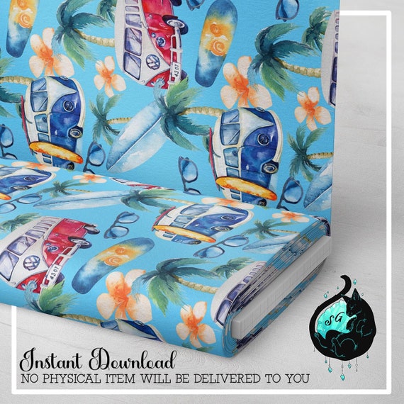Seamless Digital Pattern Design / Westfalia Surf Blue | Etsy