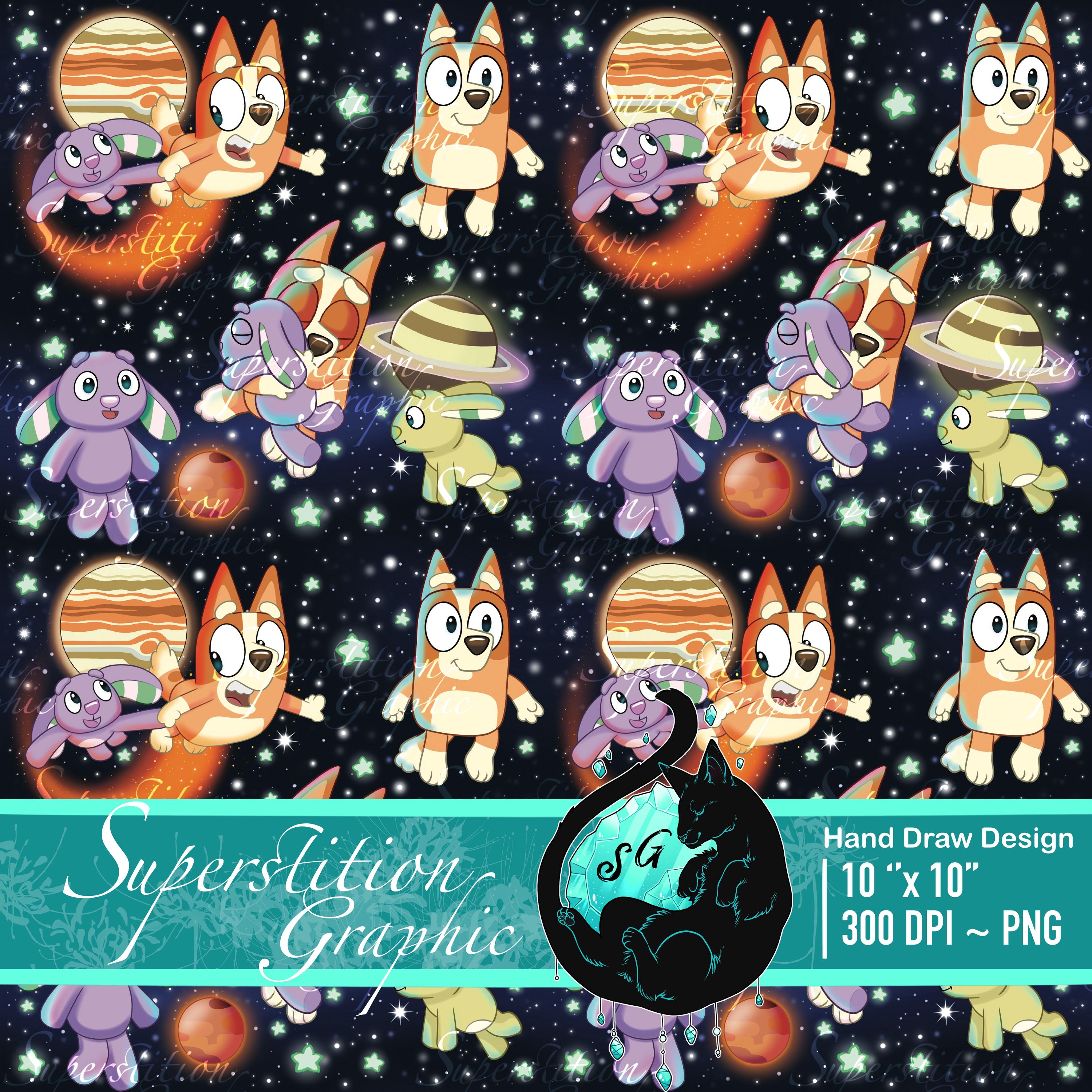 Bluey Bingo Space || Seamless Digital Pattern Design - Etsy