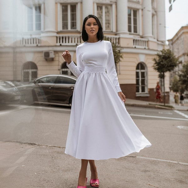 Modest White Dress - Etsy