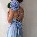 Light Blue Silk Midi Dress Without Sleeves Silk Open Back - Etsy