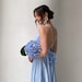 Light Blue Silk Midi Dress Without Sleeves Silk Open Back - Etsy