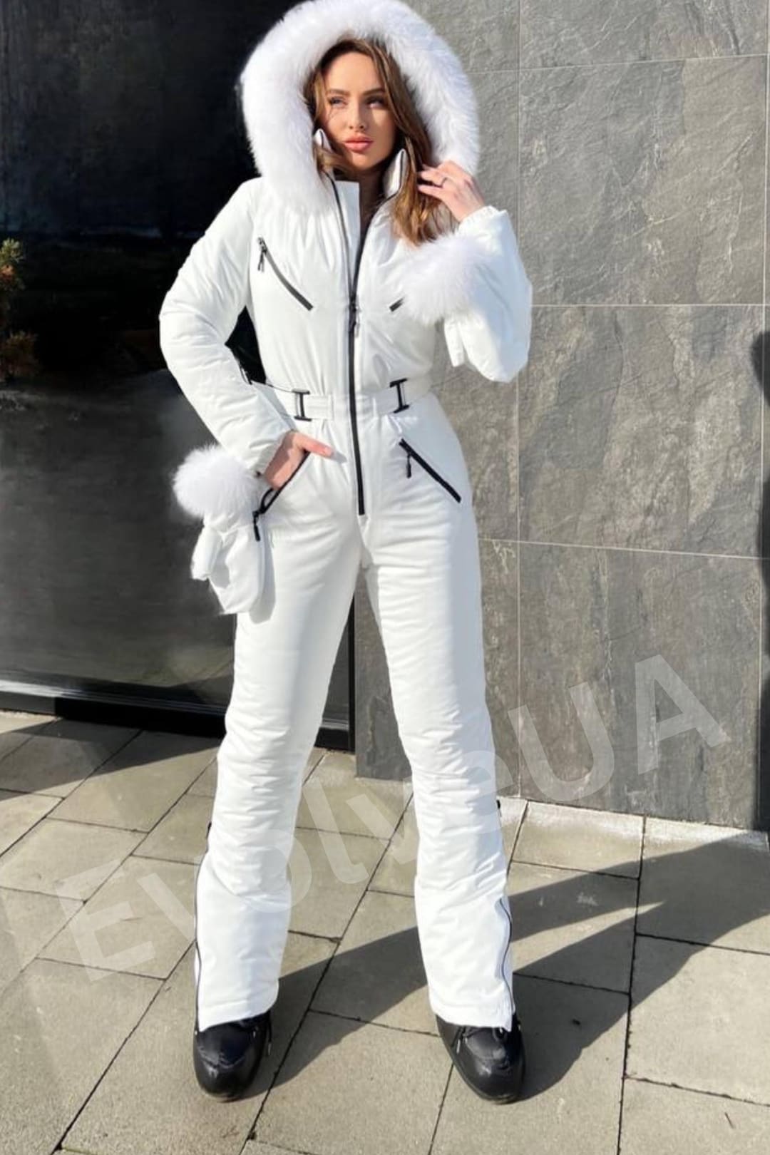 Women Ski Jumpsuit White, Winter Jumpsuit for Women, Warm Overalls ...