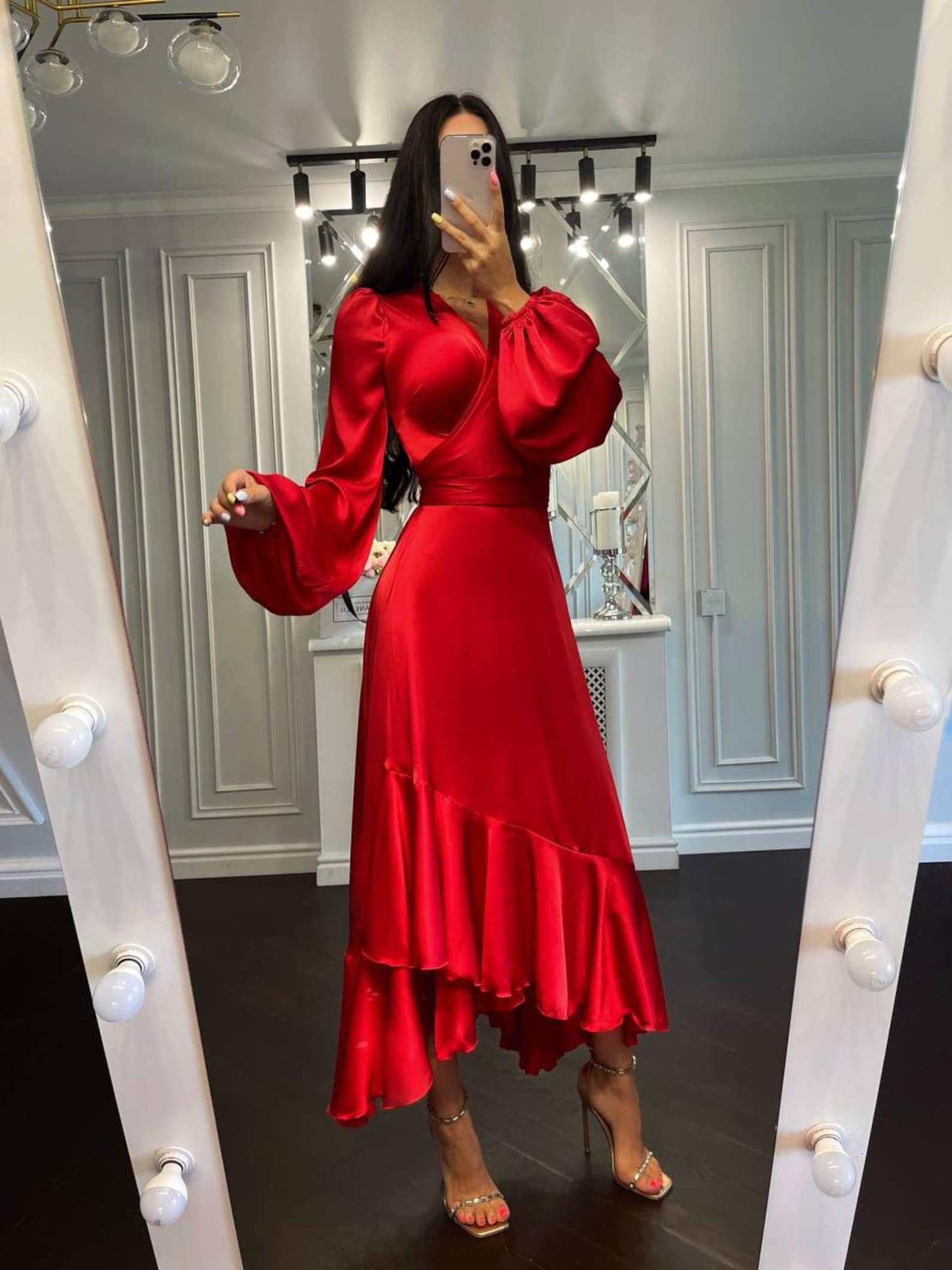 Red Silk Wrap Dress Silk Wrap Midi Dress Elegant Silk Dress - Etsy