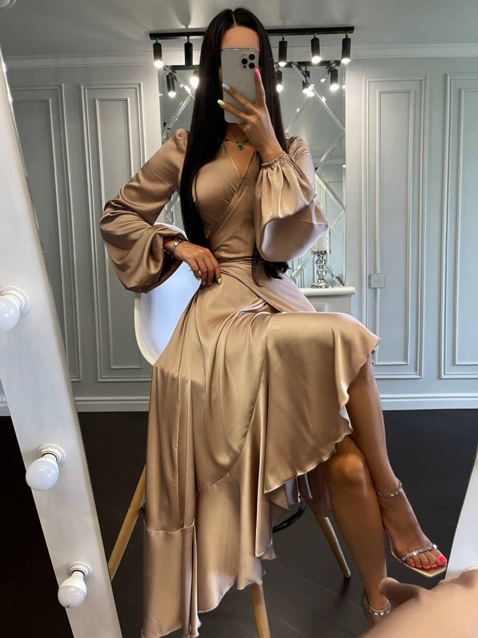 Beige Silk Wrap Dress Elegant Silk Wrap Long Dress for Women - Etsy