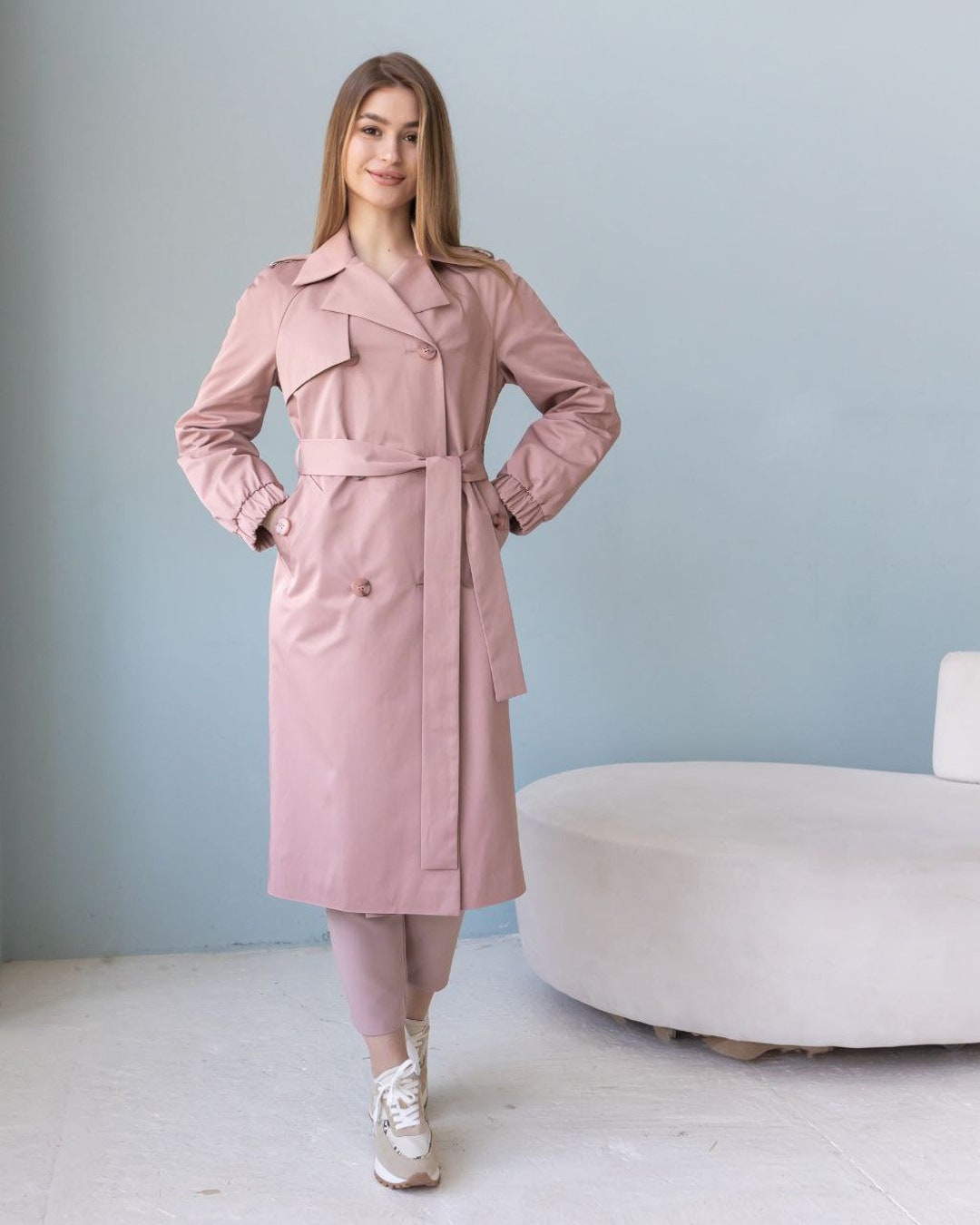 Dusty Pink Trench Coat for Women Light Pink Fall Trench Coat - Etsy