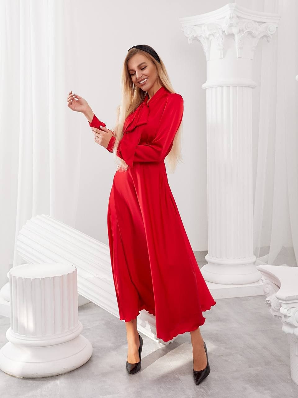 Red Silk Midi Dress Silk Modest Dress for Women Red Silk - Etsy