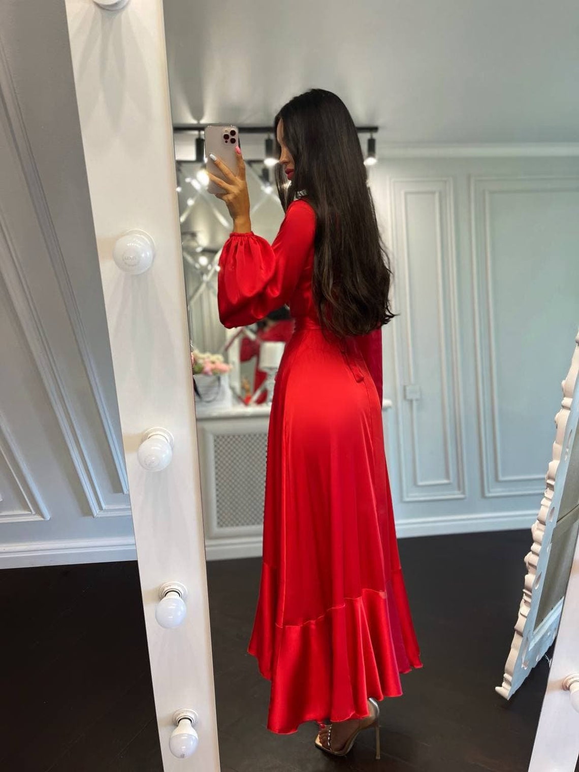 Red Silk Wrap Dress Silk Wrap Midi Dress Elegant Silk Dress - Etsy