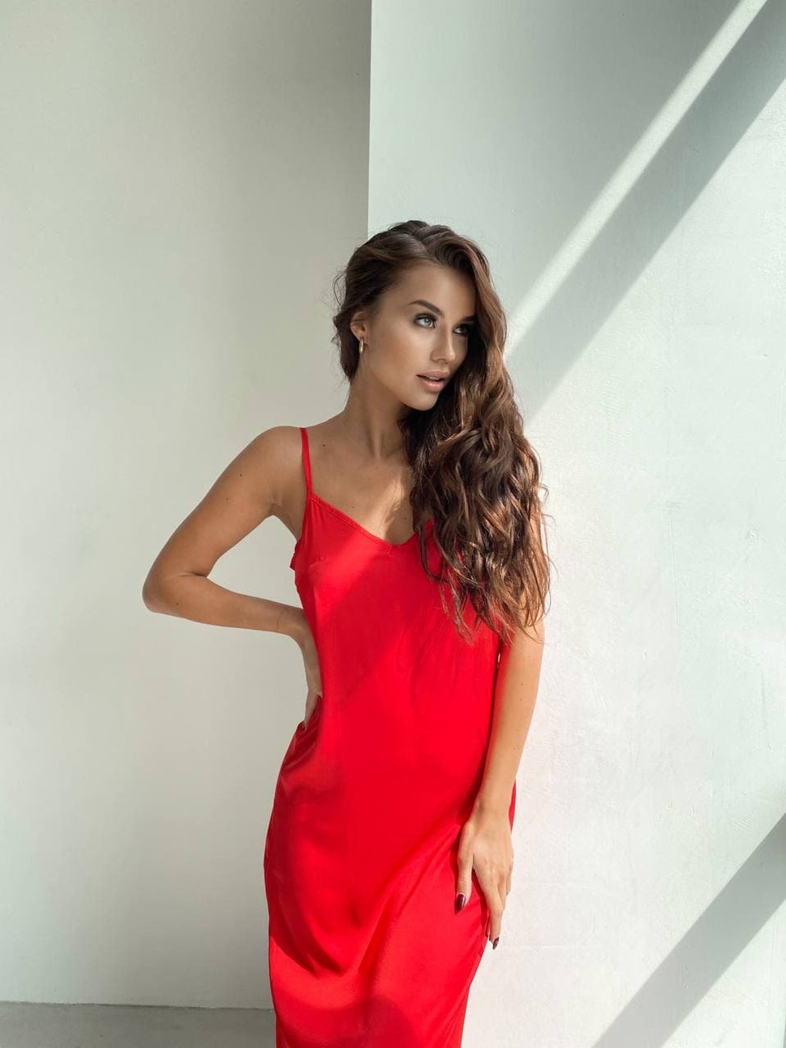 Red Silk Slip Dress for Special Occasions Satin Slip Dress for | Etsy