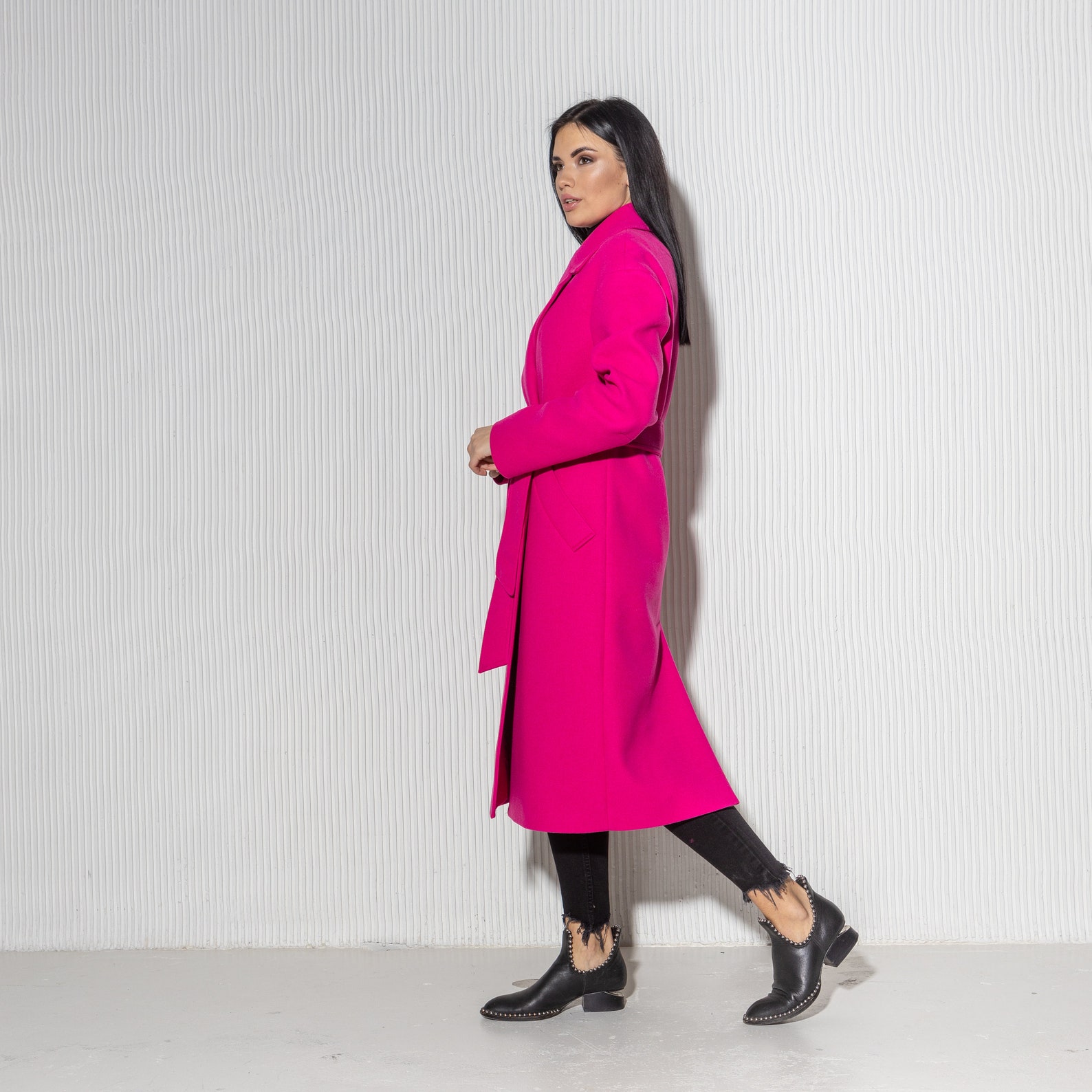 Hot Pink Wool Wrap Coat Wool Wrap Coat Womens Wool Coat With - Etsy Canada