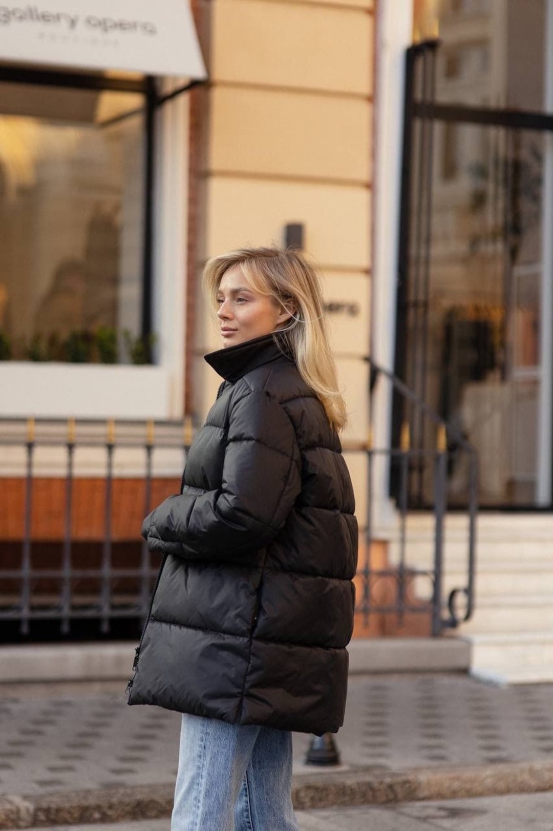 Black Winter Puffer Jacket for Women, Warm Coat Puffer Jacket for Women ...