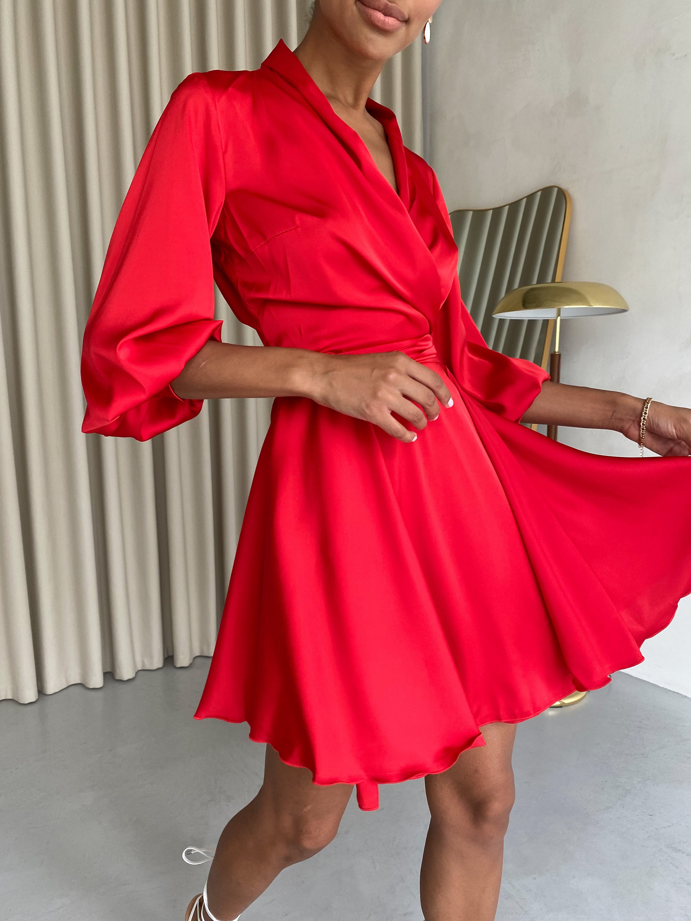 Red Silk Wrap Dress Bright Red Silk Mini Dress Wrap Style - Etsy