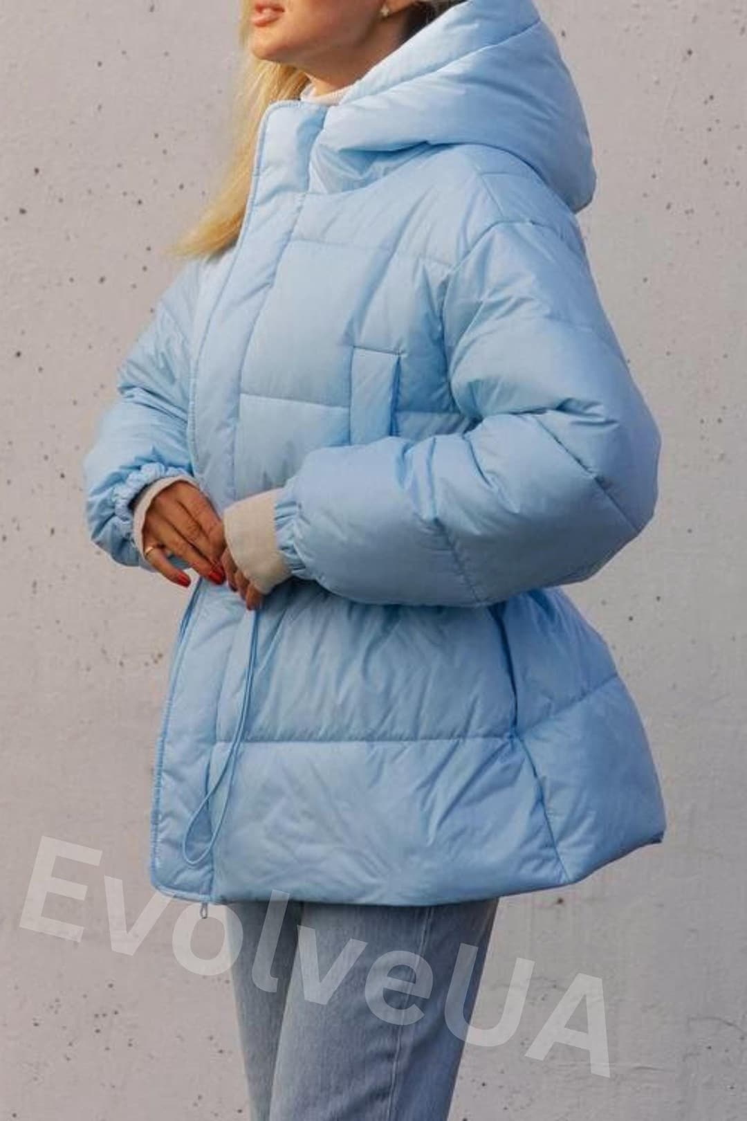 Light Blue Winter Puffer Jacket for Women, Warm Coat Puffer Jacket for ...
