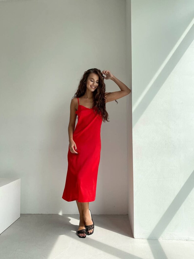 Red Silk Slip Dress for Special Occasions Satin Slip Dress for - Etsy