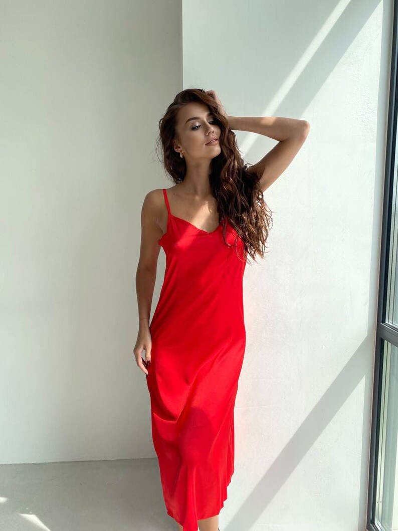 Red Silk Slip Dress for Special Occasions Satin Slip Dress for - Etsy