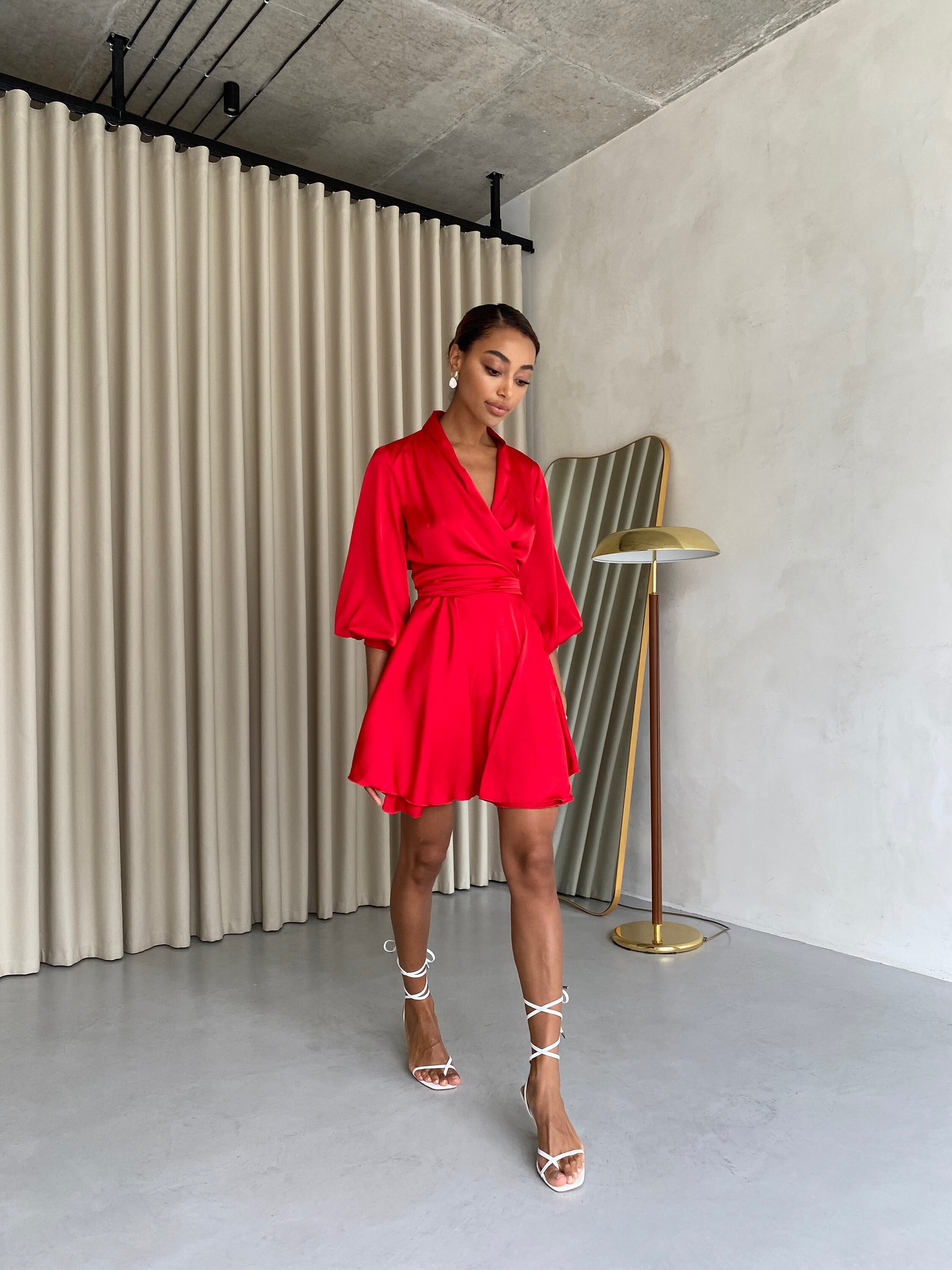 Red Silk Wrap Dress Bright Red Silk Mini Dress Wrap Style - Etsy