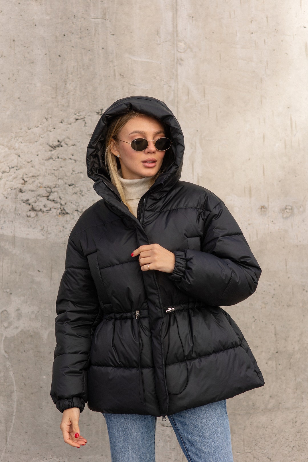Black Winter Puffer Jacket for Women, Warm Coat Puffer Jacket for Women ...