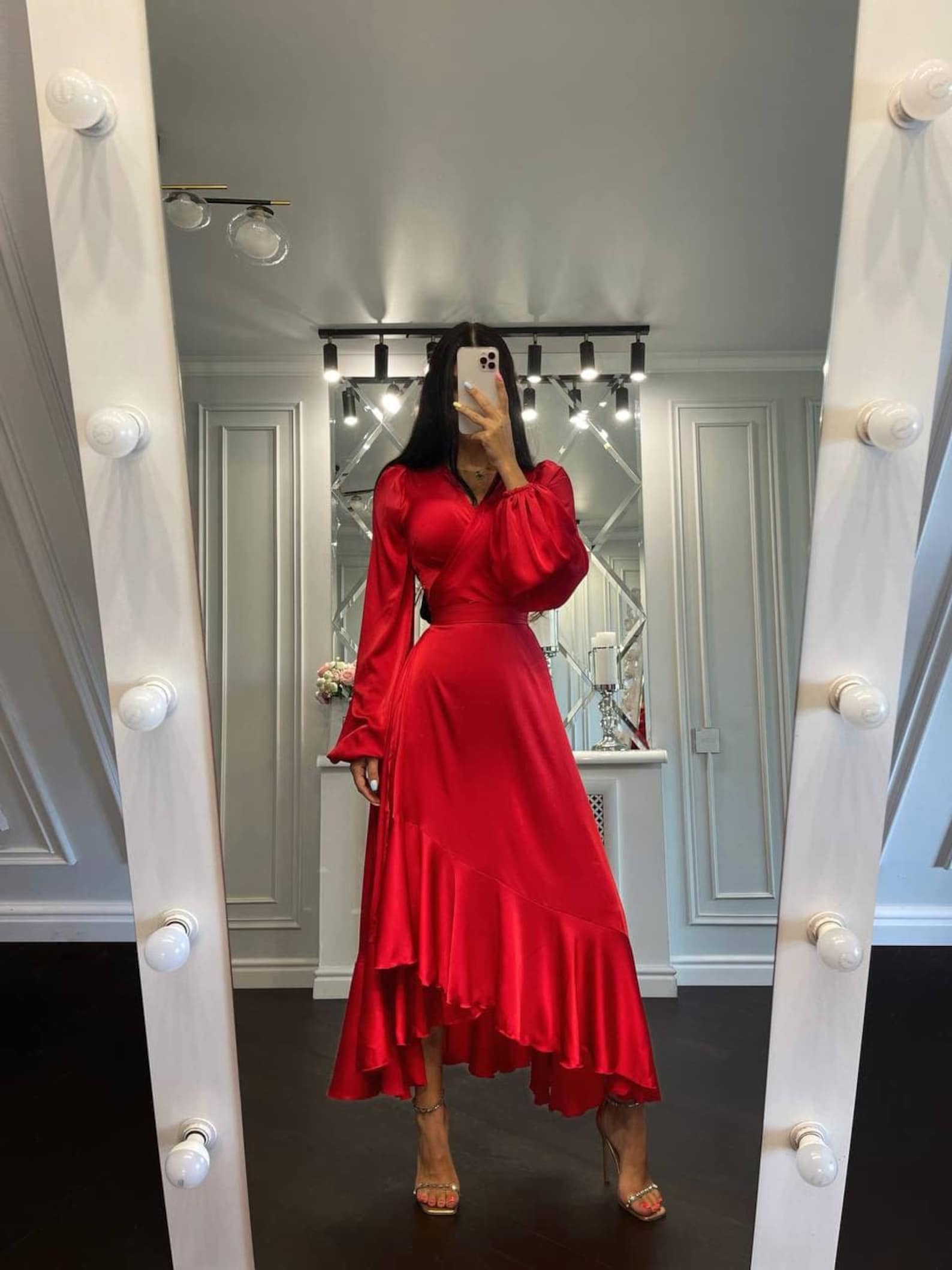 Red Silk Wrap Dress Silk Wrap Midi Dress Elegant Silk Dress - Etsy