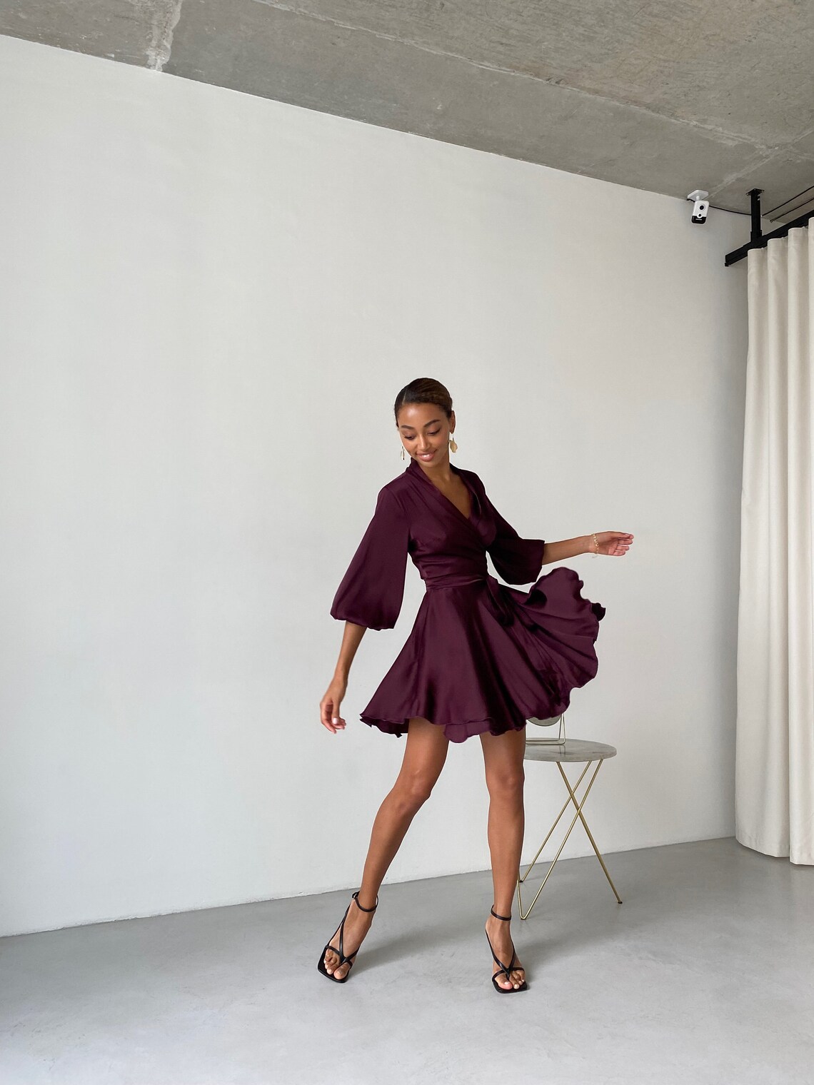 Dark Purple Silk Wrap Dress Silk Mini Dress Wrap Style - Etsy