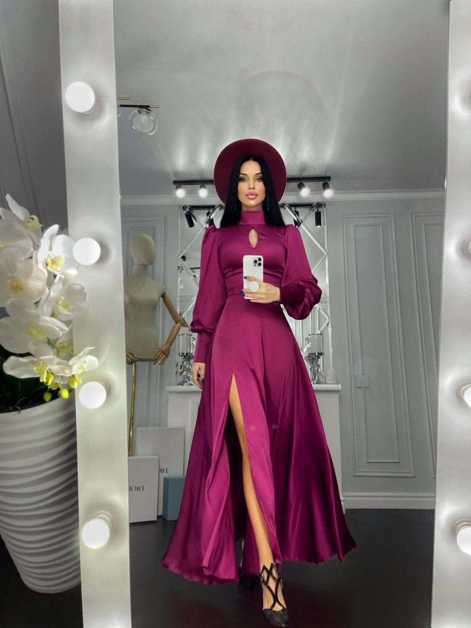 Fuchsia Floor Long Silk Dress Purple Silk Maxi Dress Elegant - Etsy