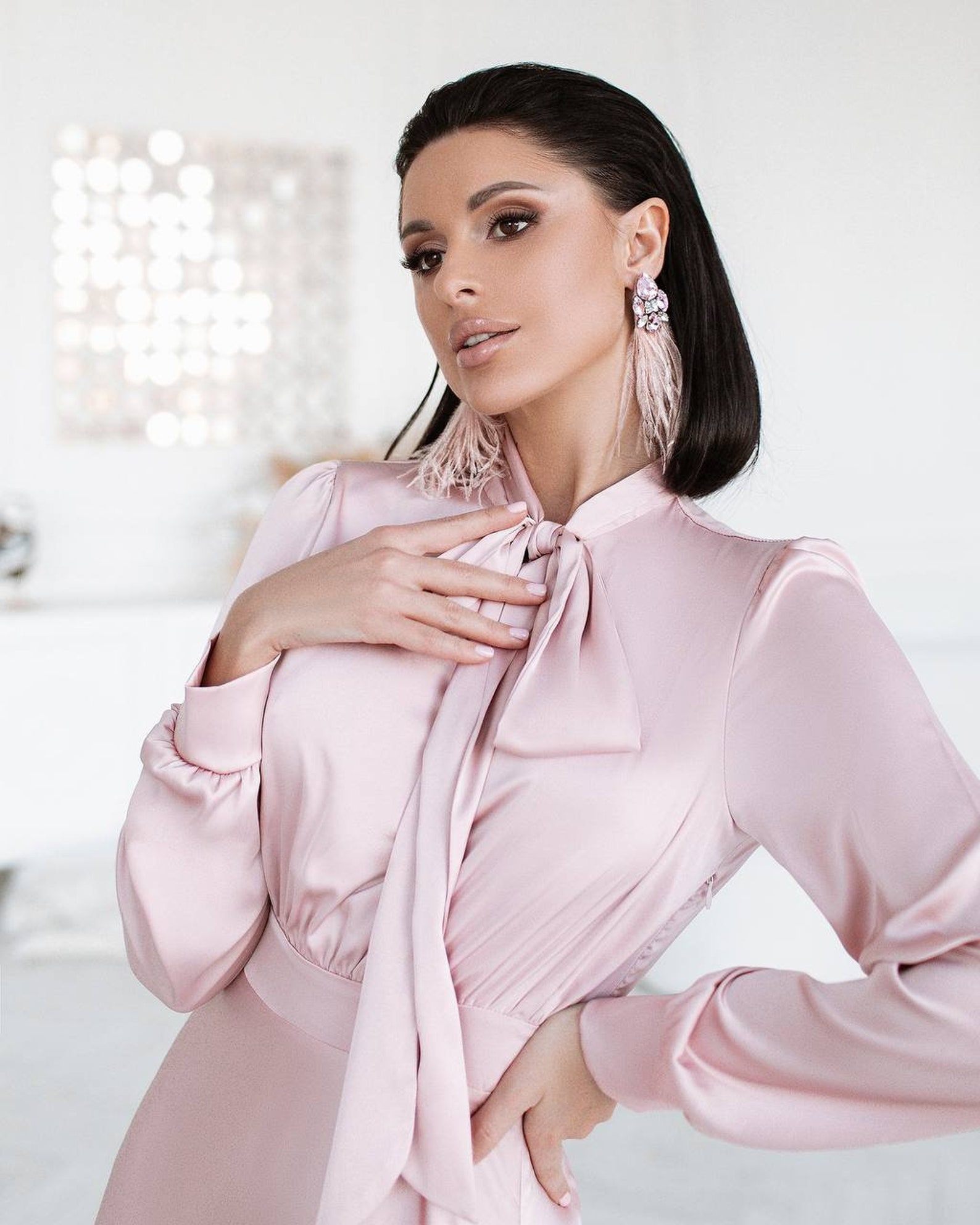 Dusty Pink Silk Midi Dress Silk Modest Dress for Women Light | Etsy