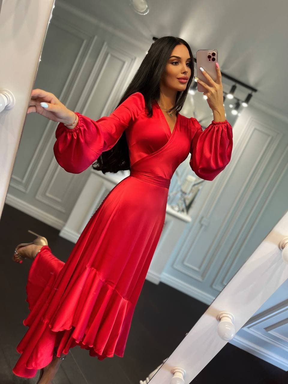 Red Silk Wrap Dress Silk Wrap Midi Dress Elegant Silk Dress - Etsy