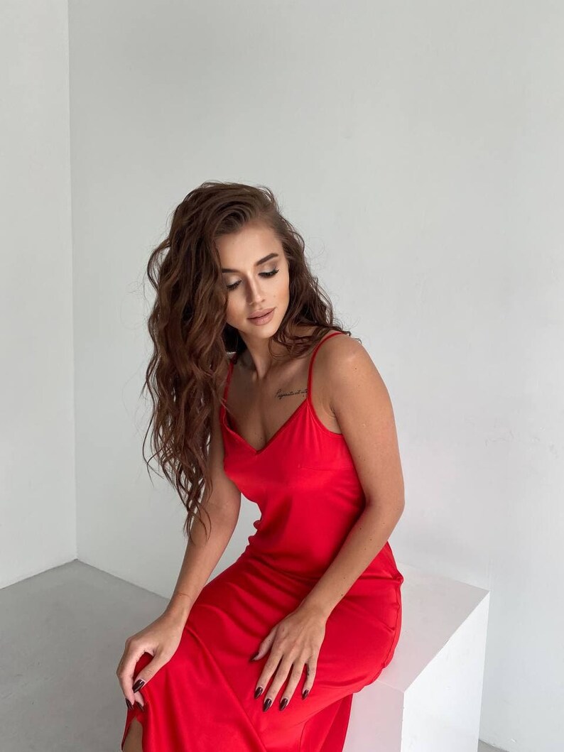 Red Silk Slip Dress for Special Occasions Satin Slip Dress for - Etsy