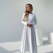 White Modest Midi Dress for Civil Wedding, Courthouse Wedding Midi ...