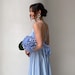 Light Blue Silk Midi Dress Without Sleeves Silk Open Back - Etsy