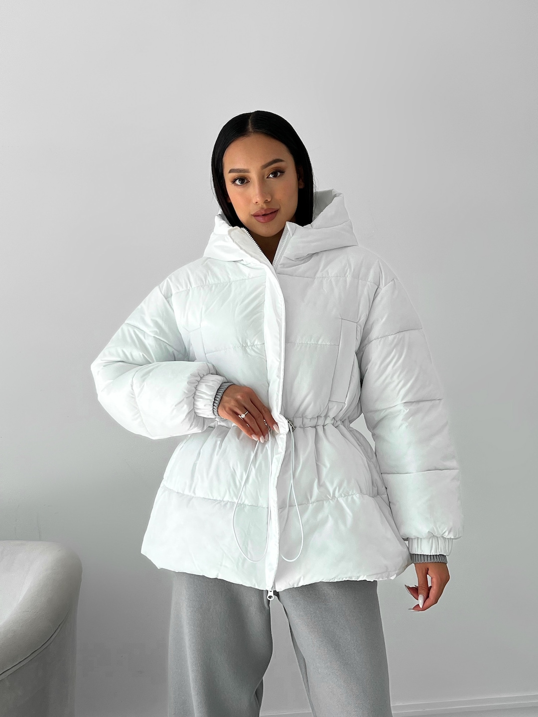 White Winter Puffer Jacket for Women, Warm Coat Puffer Jacket for Women ...