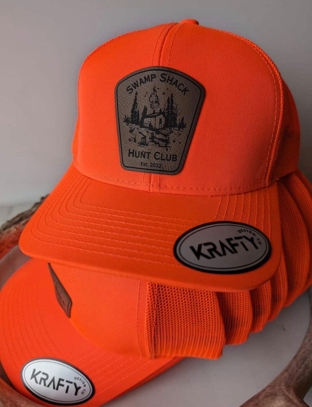 Blaze Orange Custom Hunt Camp Hats, Trucker Style, Mesh, Snapback ...
