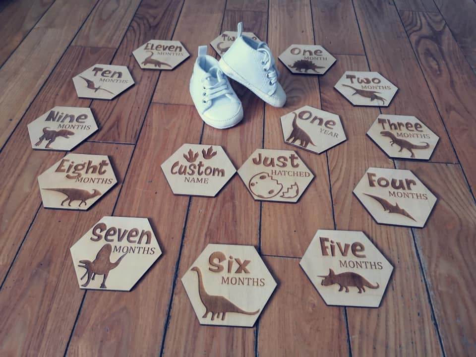 Dinosaur Hexagon Monthly Milestone Marker, Laser Digital Cut File ...