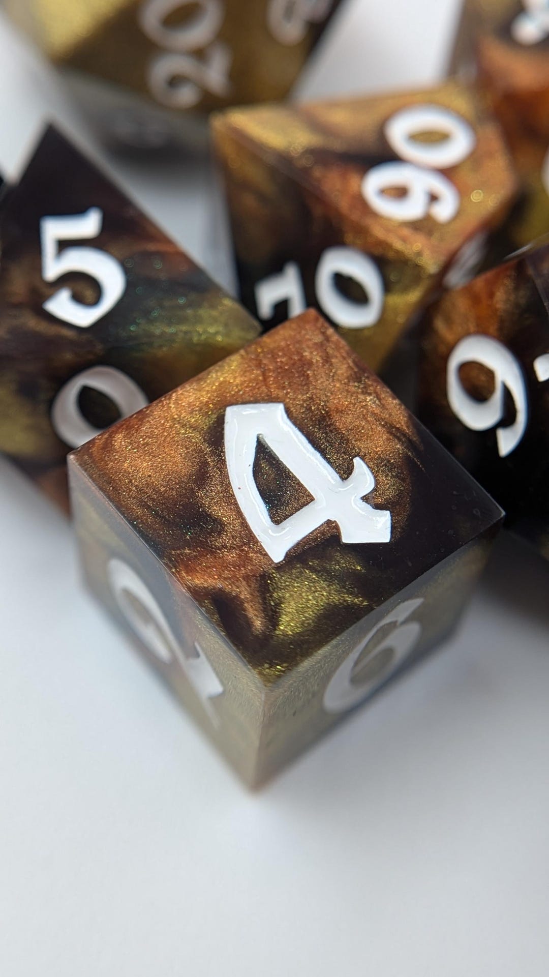 Black and Gold Calico Cat Inspired Dice With Bright White Inked Numbers ...
