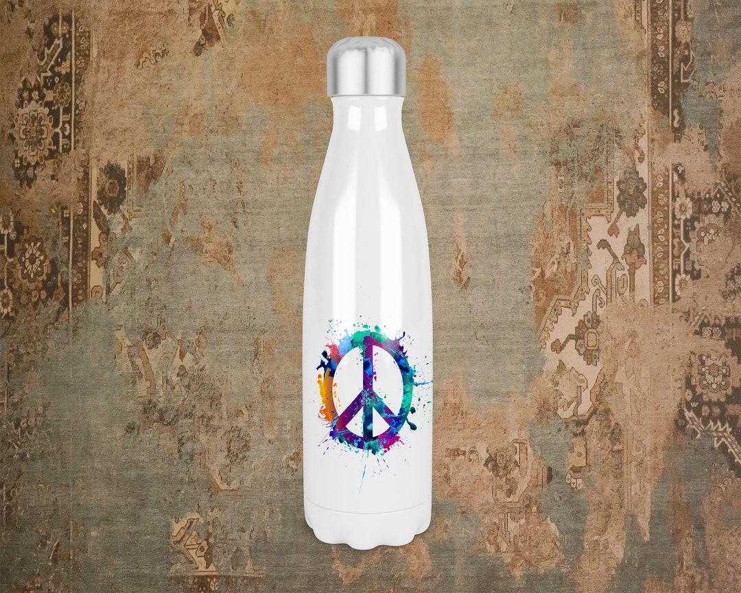 Brightly Coloured Peace Symbol 500ml Thermal Insulated Water Bottle ...