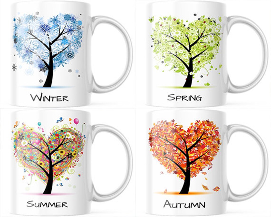 Four Seasons Tea Coffee 11oz Ceramic Mug Cup, Winter, Spring, Summer ...