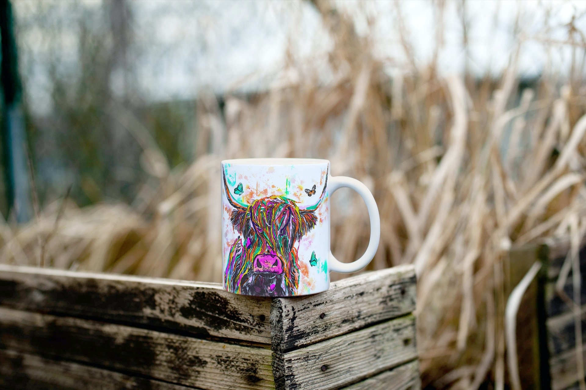 Autumn Colours Highland Cow Tea Coffee Ceramic Mug, Highland Cow Mug ...