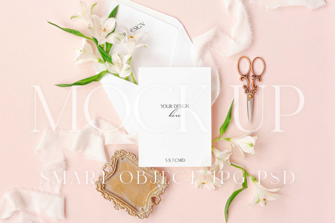 Invitation Suite Mock Up, Floral Stationery Mock Up, Editable Smart ...