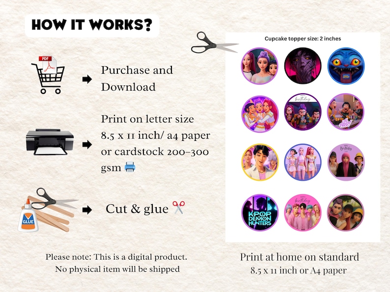 K-pop Inspired Cupcake Topper · Printable Digital Download · Birthday ...