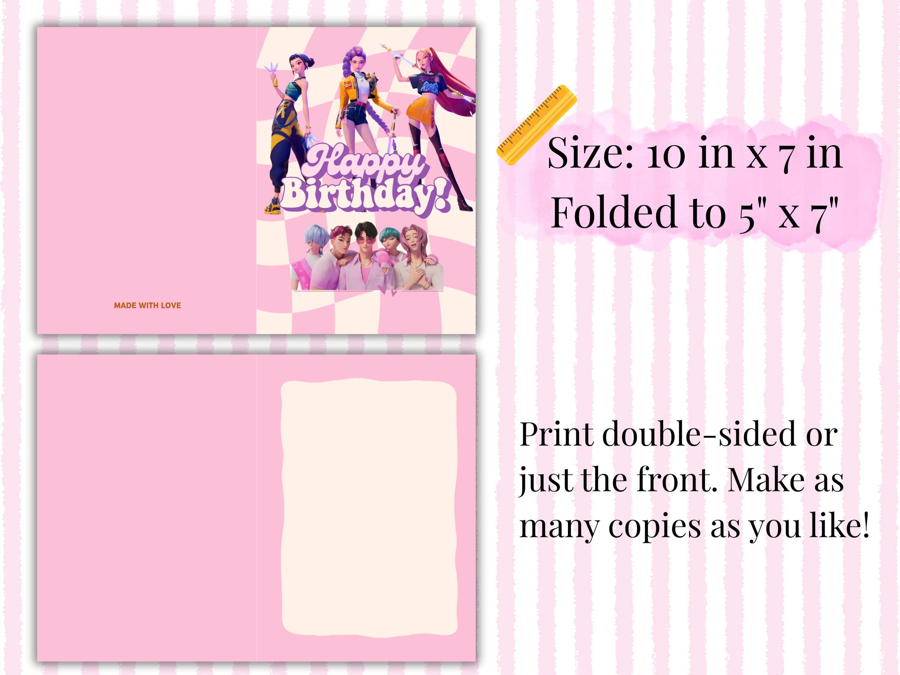 K-pop Idol Anime Birthday Greeting Card Printable | Pop Star Card ...