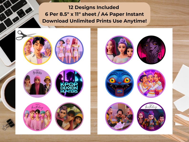 Editable K-pop Cupcake Topper Printable Party Decor Anime Birthday ...