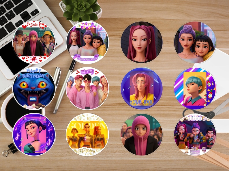 K-pop Demon Hunter Cupcake Toppers Thank You Card Printable Birthday ...