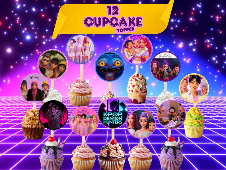 Editable K-pop Cupcake Topper Printable Party Decor Anime Birthday ...