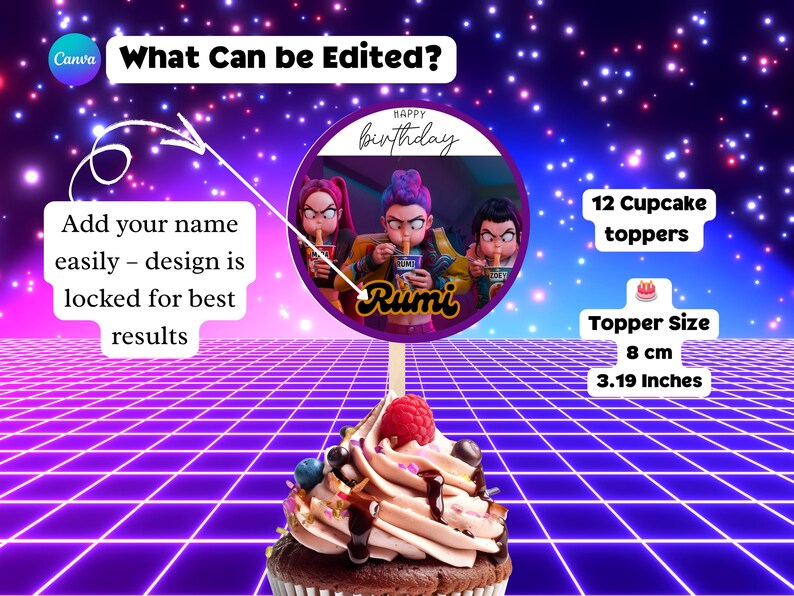 Editable K-pop Cupcake Topper Printable Party Decor Anime Birthday ...