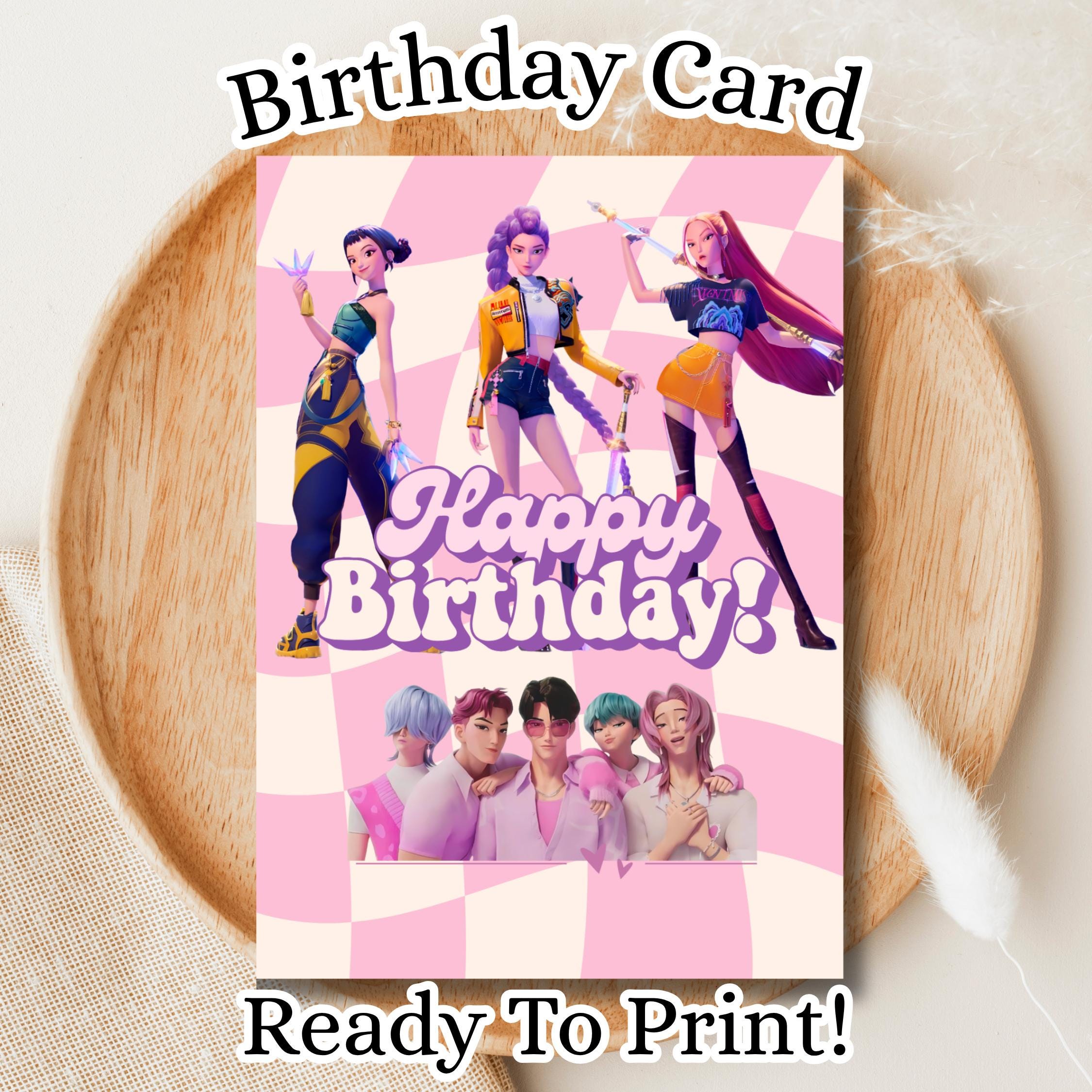 K-pop Idol Anime Birthday Greeting Card Printable | Pop Star Card ...